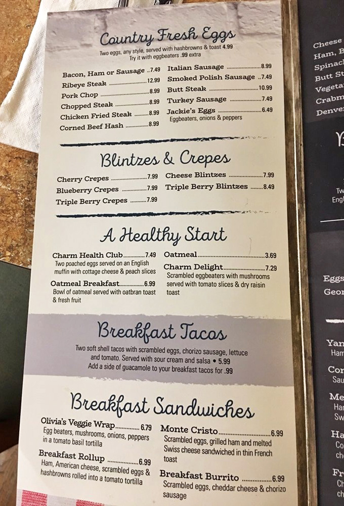 A menu that doesn't need fancy fonts or pretentious descriptions. Just honest breakfast offerings that make decision-making the hardest part of your morning.