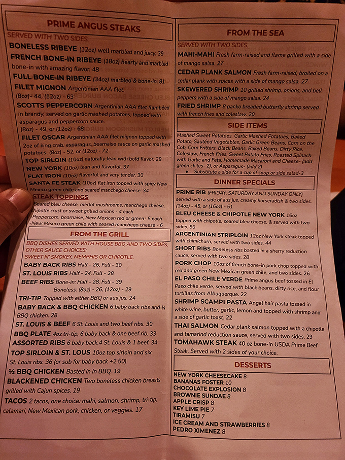 This isn't just a menu&mdash;it's a bucket list for beef enthusiasts. From bone-in ribeyes to cedar plank salmon, each description reads like poetry for your palate.