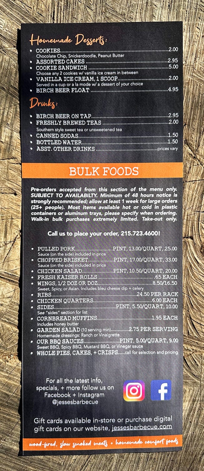 A menu that doesn't need fancy fonts or flowery descriptions&mdash;just the straightforward promise of wood-fired, slow-smoked meats and homemade comfort.