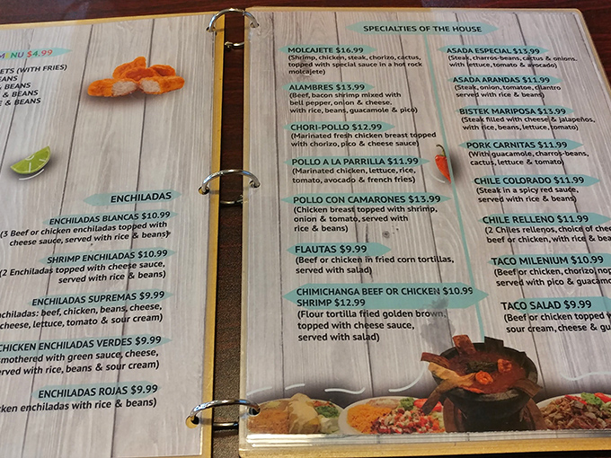 The menu reads like a love letter to Mexican cuisine. Each laminated page promises a different path to flavor nirvana.