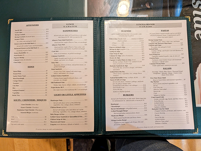 A menu that reads like maritime poetry&mdash;where "fresh catch" isn't marketing speak but a literal description of what happened hours ago.