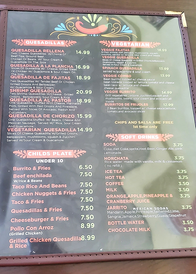 A menu that reads like a love letter to Mexican cuisine. Each description promises a flavor journey worth taking, with options that'll have you planning your next visit before finishing your first meal.