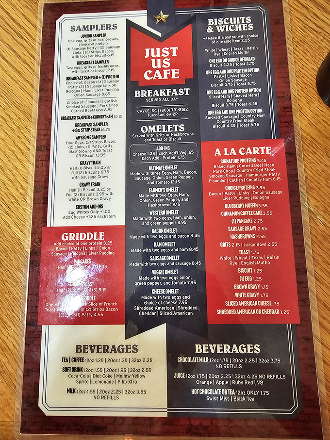 This menu isn't just a list of options&mdash;it's a roadmap to breakfast nirvana. Choose your adventure wisely, fellow travelers.