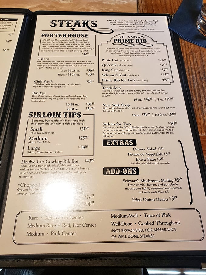 This menu isn't just a list of options&mdash;it's a love letter to carnivores. Joanna's Prime Rib beckons like a siren song to meat lovers. 