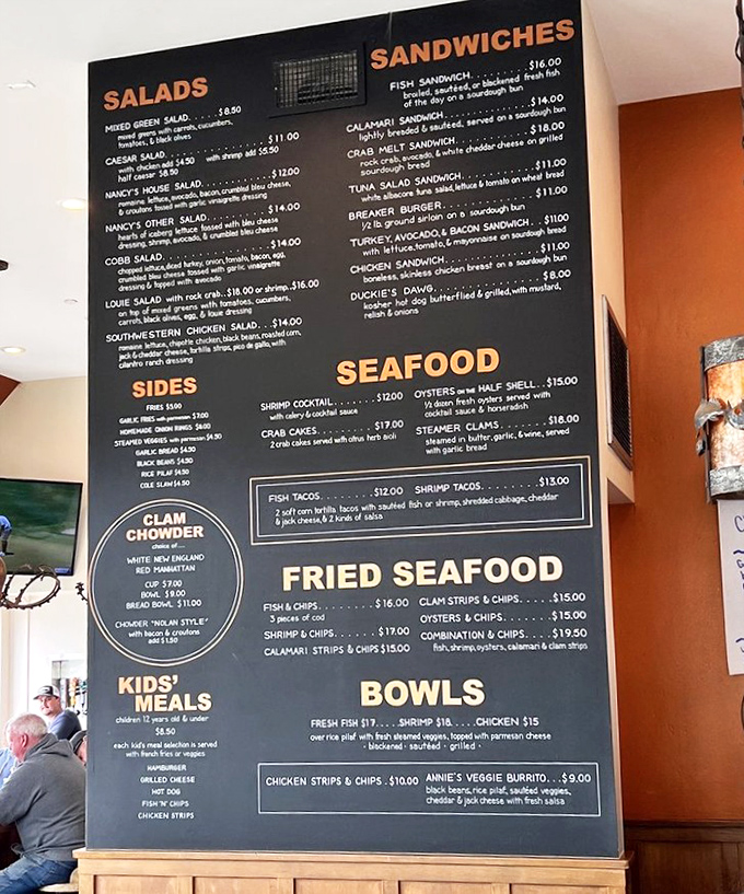 This menu isn't just a list&mdash;it's a maritime treasure map where X marks the spot for seafood bliss. Choose your adventure wisely.