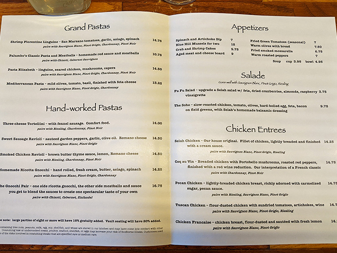 Reading this menu is like browsing love letters to pasta. Each description promises a relationship worth committing to.