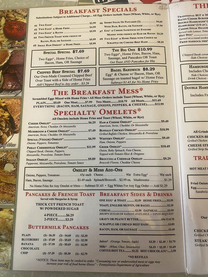 The breakfast menu at Tom & Joe's reads like a love letter to morning classics. No avocado toast here, just honest-to-goodness American breakfast done right.