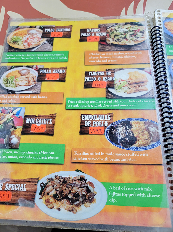 This menu isn't just a list—it's a roadmap to happiness. Each description promises a journey worth taking, especially those nachos calling my name.