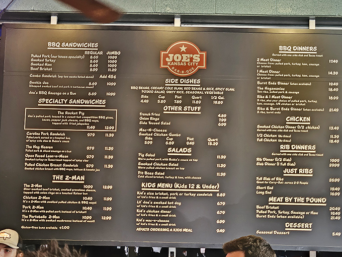 A menu board that might as well be labeled "Decisions That Will Haunt You" &ndash; because choosing just one item feels like Sophie's Choice for barbecue lovers.