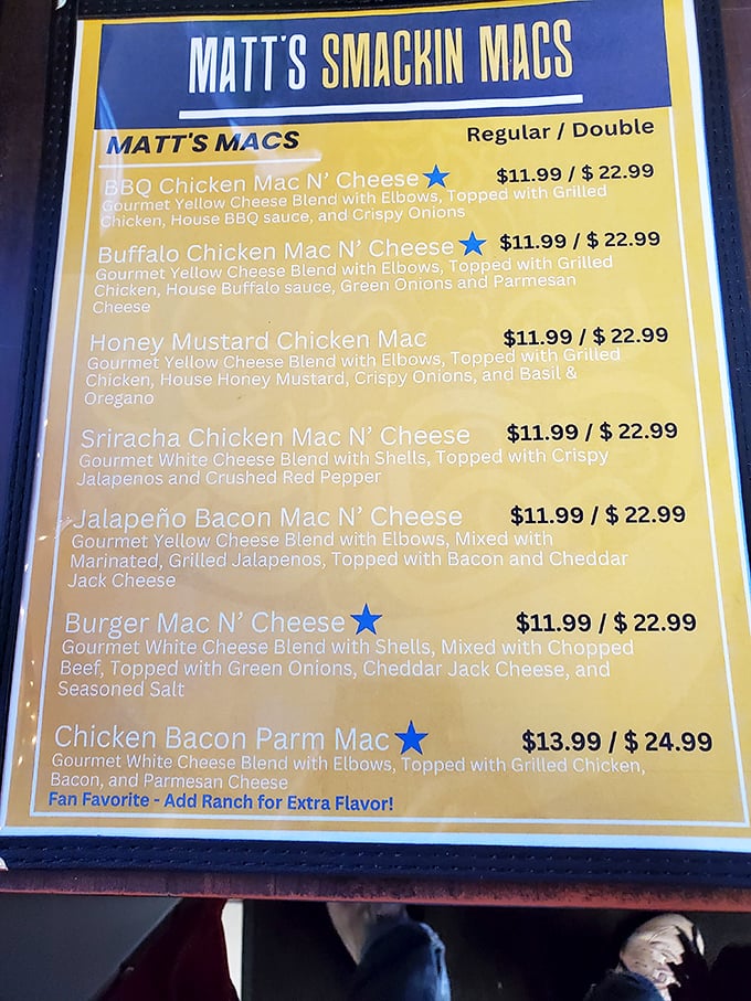 The menu reads like poetry for cheese lovers, with stars marking fan favorites that have achieved legendary status.