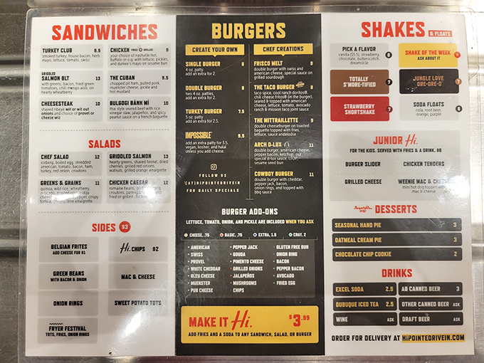 Decision paralysis has never been so delicious. This menu board is like a roadmap to flavor country, with each option more tempting than the last.