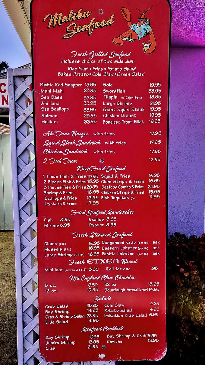 This menu isn't just a list&mdash;it's a maritime treasure map. Each item represents a potential "I can't believe how good this is" moment waiting to happen.