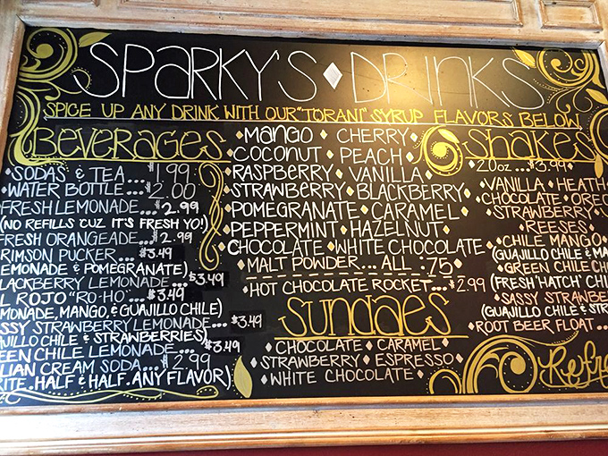 This isn't just a menu board&mdash;it's a tantalizing roadmap to flavor country. The drinks selection alone would make Willy Wonka jealous of these creative combinations.