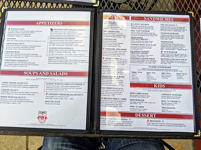 The menu reads like a love letter to British pub culture, each item more tempting than the last. Decision paralysis has never been so delicious.