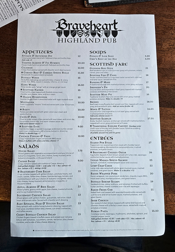 A menu that reads like a Scottish travel brochure, minus the rain forecast and plus all the comfort food your ancestors craved.