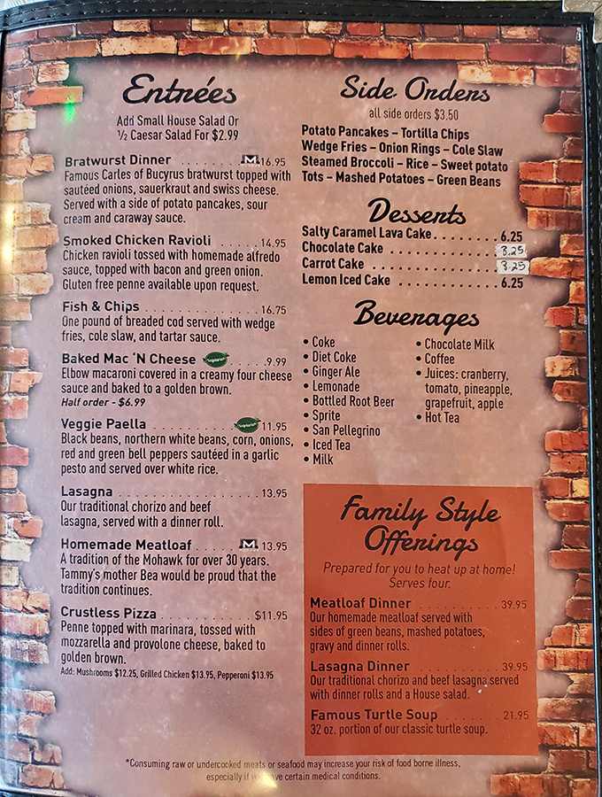 This isn't just a menu—it's a roadmap to happiness. The "M" next to certain items might as well stand for "Mmmmm."