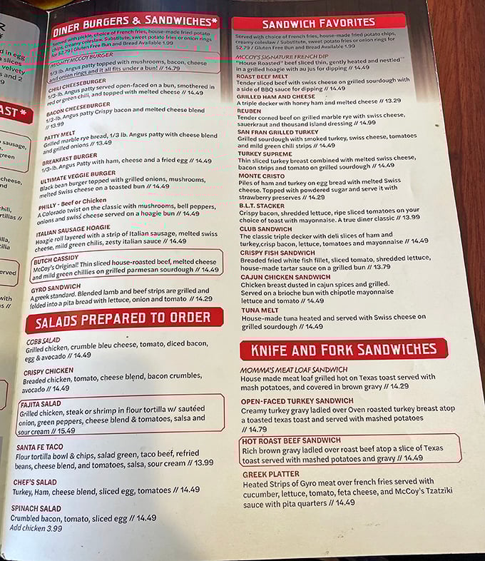 Where else can you find a menu that offers everything from a "B.L.T. Stacker" to a "Greek Platter"? It's like the United Nations of comfort food.