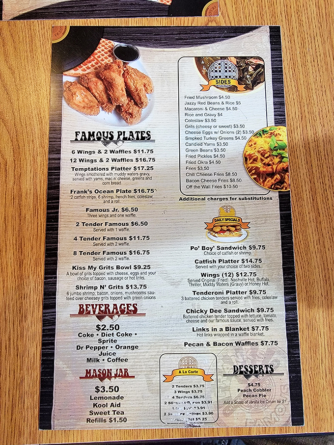 A menu that reads like poetry to comfort food lovers. Each item promises a different verse in the same delicious sonnet.