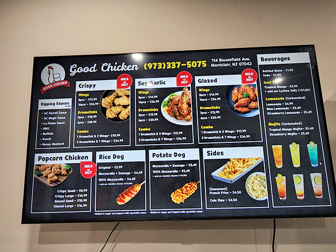 The menu board reads like poetry to fried chicken enthusiasts &ndash; a haiku of crispy, glazed, and soy garlic possibilities.