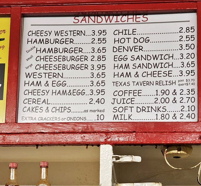 This isn't a menu&mdash;it's a historical document. Decades of culinary consistency captured in handwritten prices that won't break the bank or your spirit.