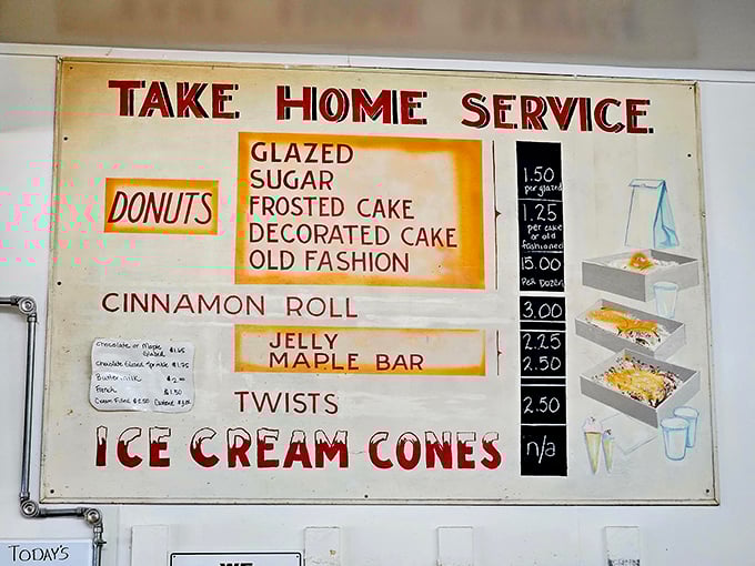 A menu board that's outlasted five presidents. Sometimes the best technology is a hand-painted sign.