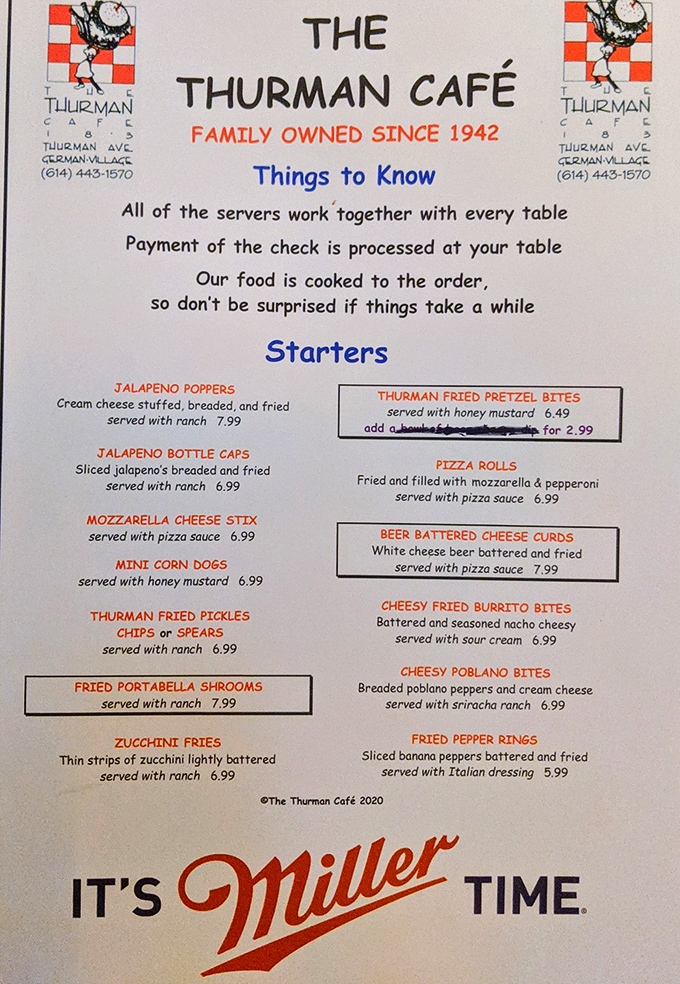 The menu reads like a love letter to American excess. "Family owned since 1942" isn't just history &ndash; it's a promise of time-tested deliciousness.