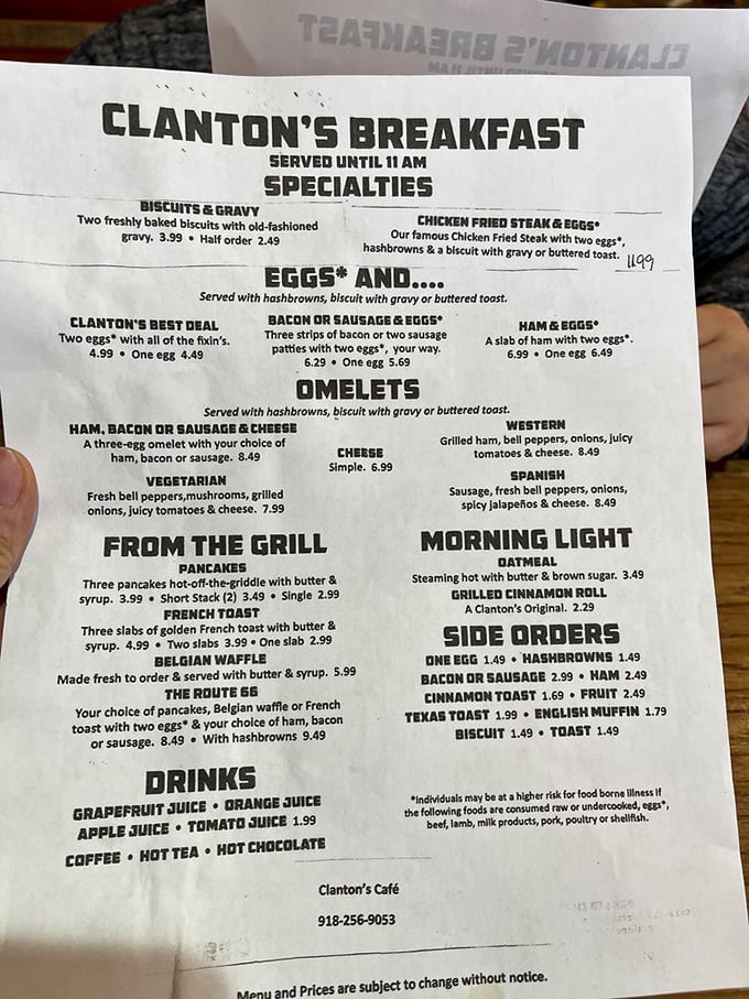 This isn't just a menu&mdash;it's a roadmap to happiness. The breakfast section alone could solve most of life's problems before 11 AM.