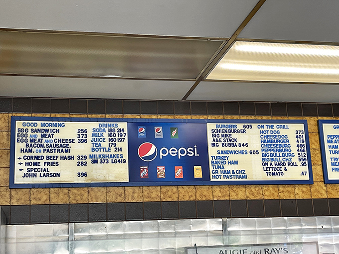 A menu board that tells it like it is &ndash; no fancy fonts or cutesy food puns, just straightforward American classics that have stood the test of time.