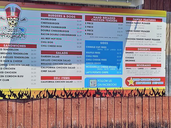 A menu that doesn't need fancy descriptions. When you've perfected the basics, why complicate things with truffle oil and pretentious names?