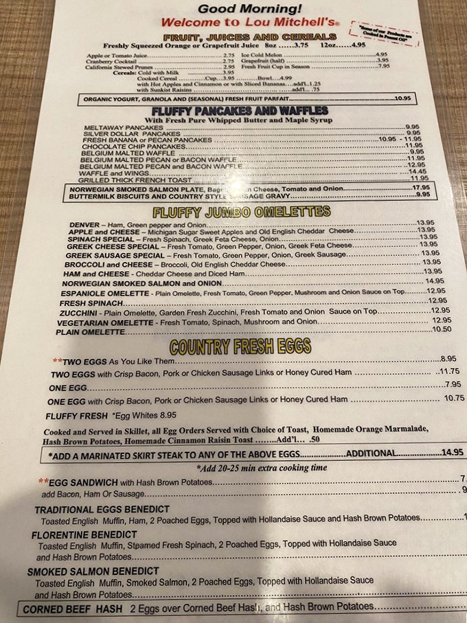 A menu that reads like a love letter to breakfast classics. Decisions this difficult should come with a therapist on standby.