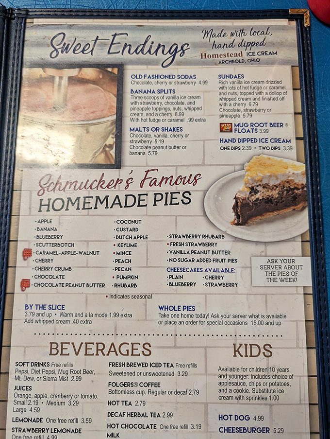 The dessert menu that's launched a thousand diet cheat days. Those homemade pies aren't just food—they're edible nostalgia.