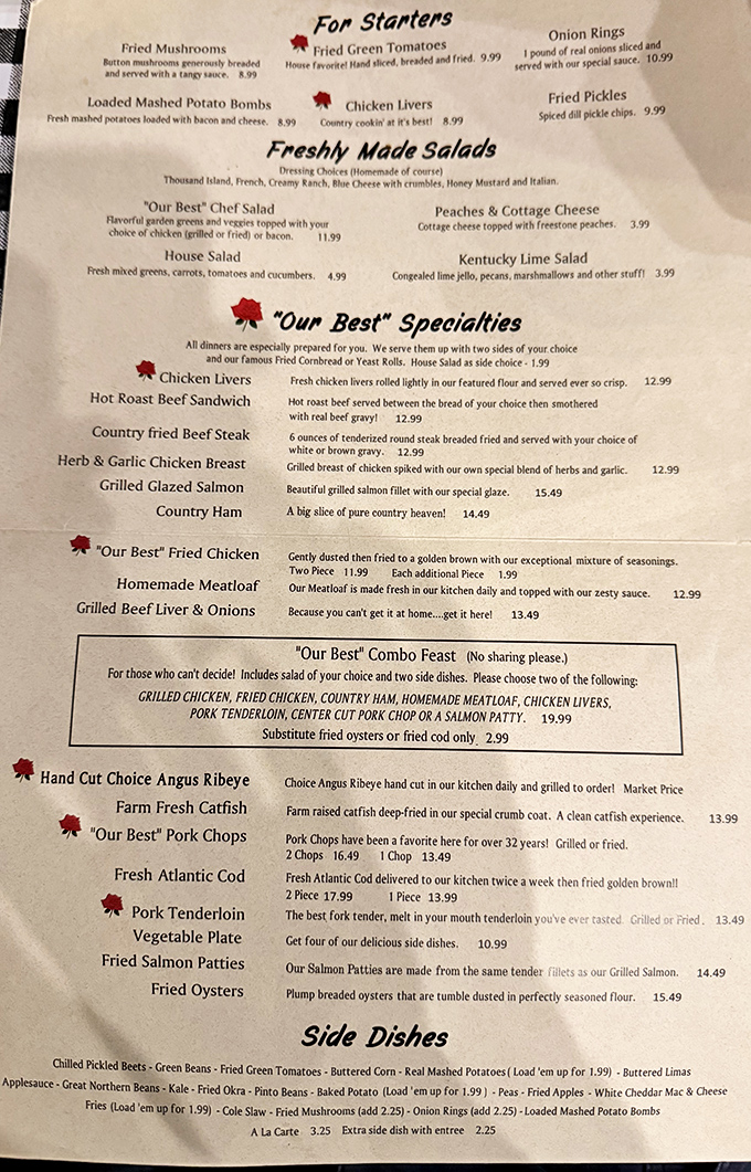 This menu isn't just a list of food &ndash; it's a roadmap to happiness. The starred items aren't just recommendations, they're life decisions waiting to happen.