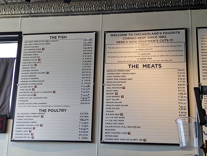 A menu that reads like poetry to deli aficionados. "Welcome to Chicagoland's favorite corned beef" isn't just marketing&mdash;it's a verifiable statement of fact.