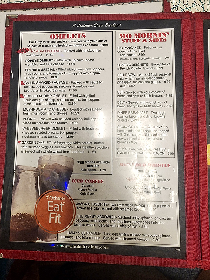 The breakfast menu reads like poetry for the hungry soul—omelets stuffed with Louisiana treasures and pancakes that could double as pillows.