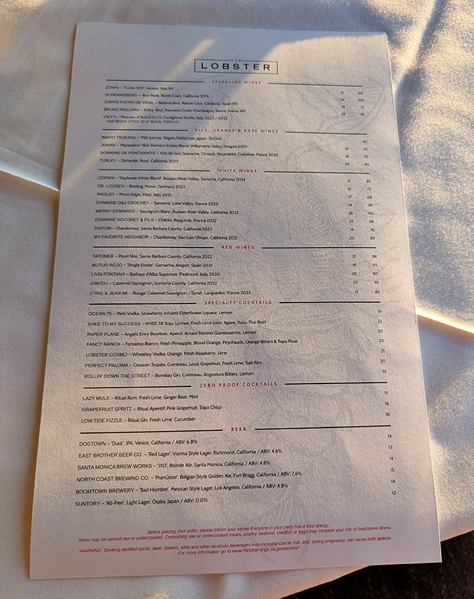 The carefully curated wine and cocktail list proves someone here understands that great seafood deserves equally impressive liquid companions.