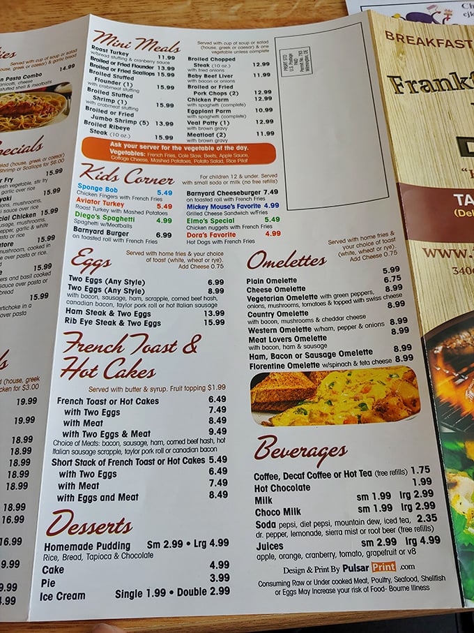 A menu that doesn't need fancy fonts or pretentious descriptions&mdash;just honest food at honest prices. The "Kid's Corner" proves good taste runs in the family.