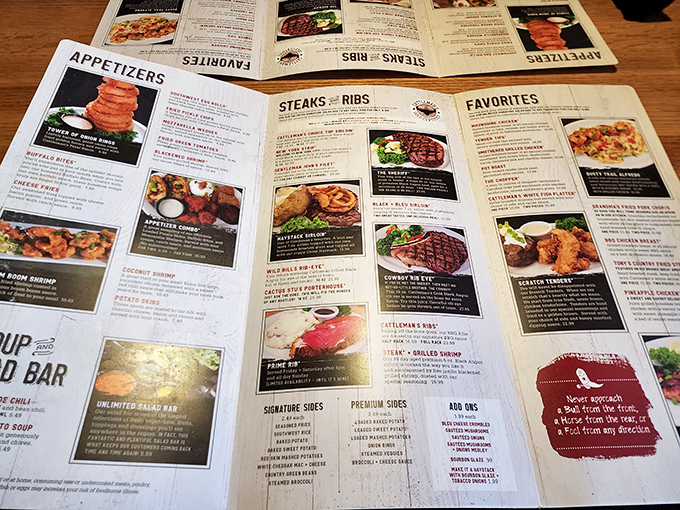 This menu isn't just reading material&mdash;it's a roadmap to happiness. The steak section alone could bring tears to a beef lover's eyes.