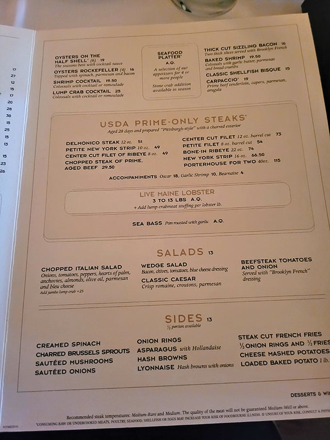 This isn't just a menu; it's a declaration of beef independence. USDA Prime-only steaks with no apologies and no compromises.