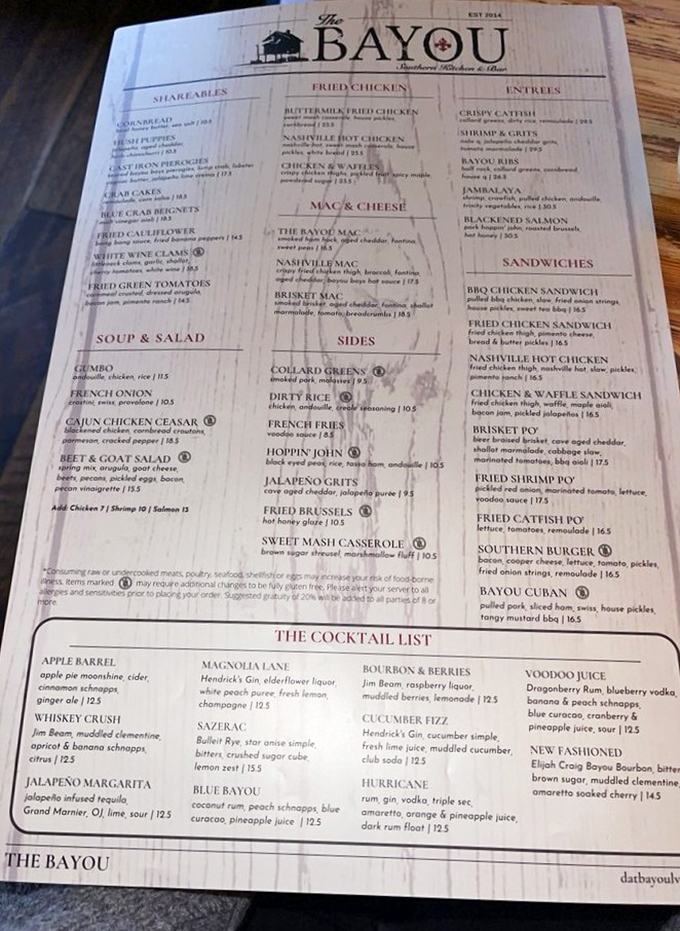 This menu reads like a love letter to Southern cuisine. I'm having a serious relationship with the "Shareables" section already.