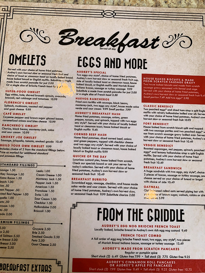 A menu that reads like a love letter to breakfast. Choosing just one item might be the hardest decision you'll make all day.