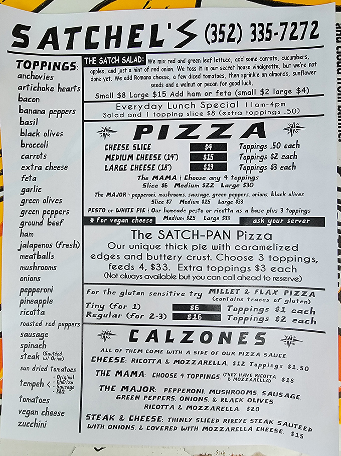 Decision paralysis has never been so delicious. The menu offers everything from classic pies to the legendary Satch-Pan Pizza with its caramelized edges.