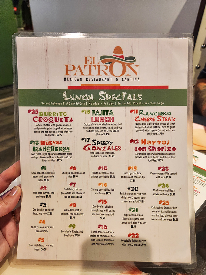 A menu that reads like a love letter to Mexican cuisine. Each numbered dish represents a potential life-changing food experience waiting to happen.