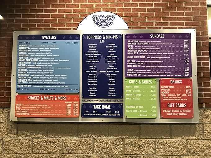 The menu board at Twisters&mdash;a roadmap to happiness that requires strategic planning and possibly multiple visits to conquer.