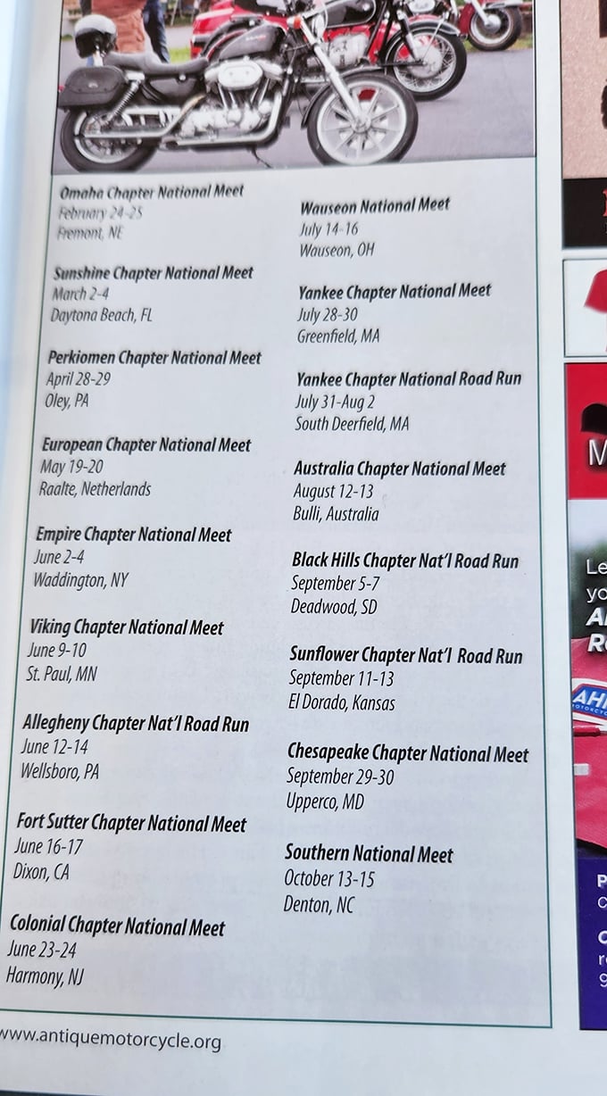 This motorcycle club schedule on the wall tells you everything&mdash;Nancy's isn't just a diner, it's a destination for road warriors who know where real food lives.