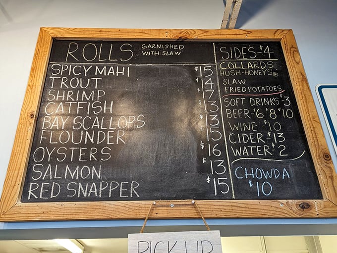 This chalkboard menu isn't just a list&mdash;it's a daily love letter to the Atlantic. Whatever's fresh gets the spotlight. 