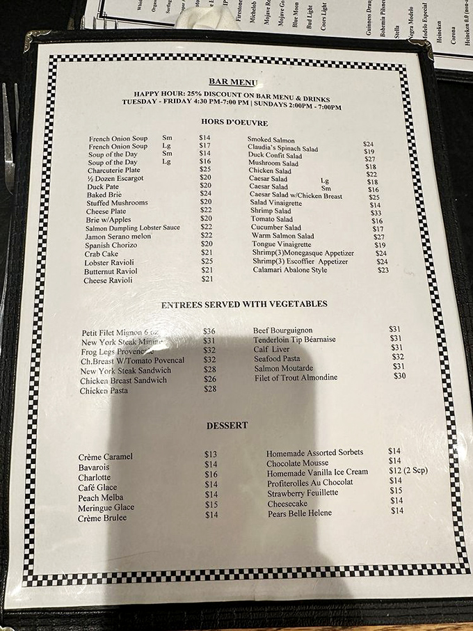 A menu that reads like a love letter to French cuisine classics. The hardest relationship you'll have is choosing just one dish.