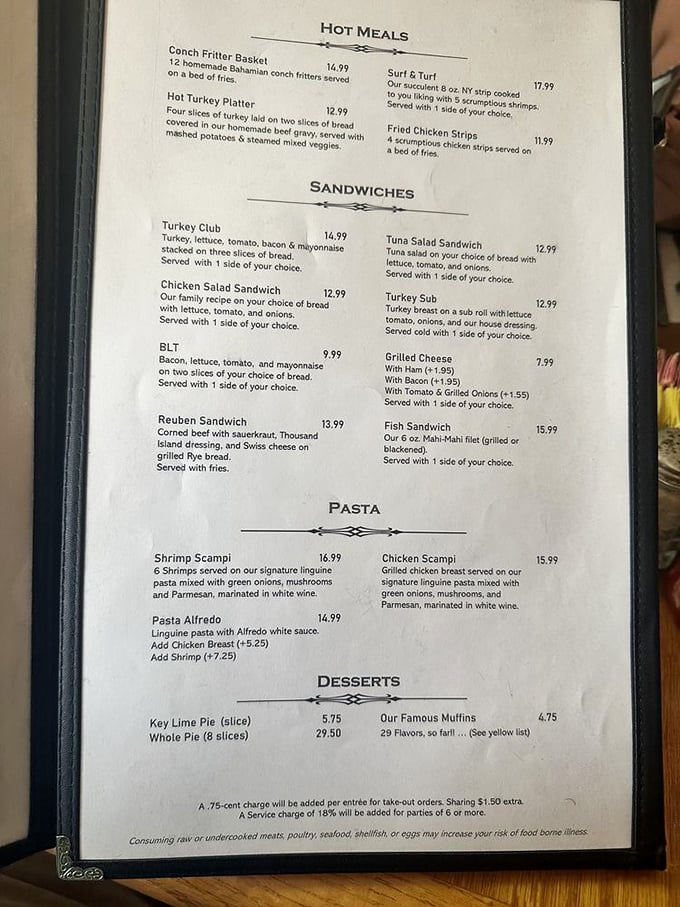 The menu reads like a love letter to comfort food &ndash; from conch fritters to Key lime pie, proving paradise isn't just about the beaches.