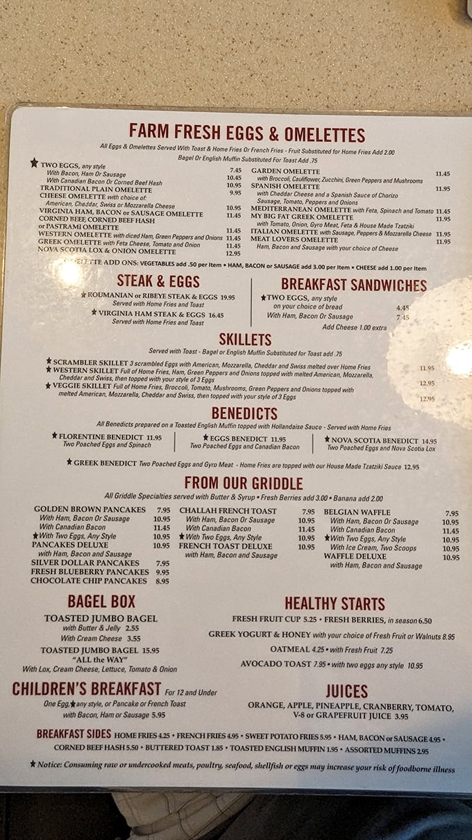 This menu isn't just a list of options&mdash;it's a roadmap to happiness. Each breakfast category promises its own unique journey of flavor.