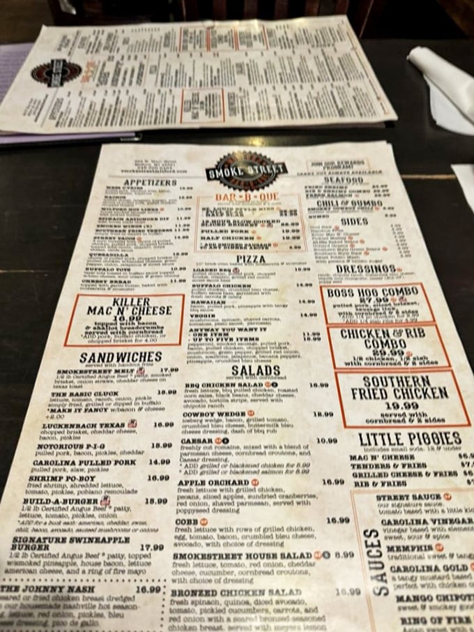 A menu that reads like a love letter to smoked meats&mdash;where decisions aren't just difficult, they're deliciously impossible.