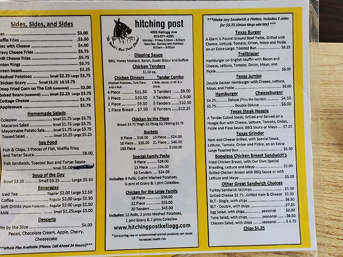 A menu that knows its priorities. When "World's Best Fried Chicken" is your claim, you don't need fancy descriptions or trendy ingredients.